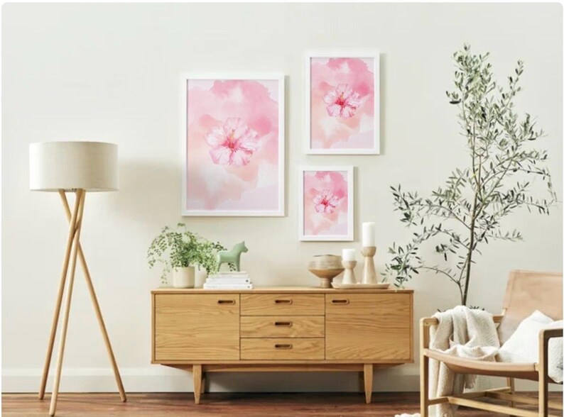Pink Hibiscus Flower Digital Poster for Wall & Home Decor - Etsy