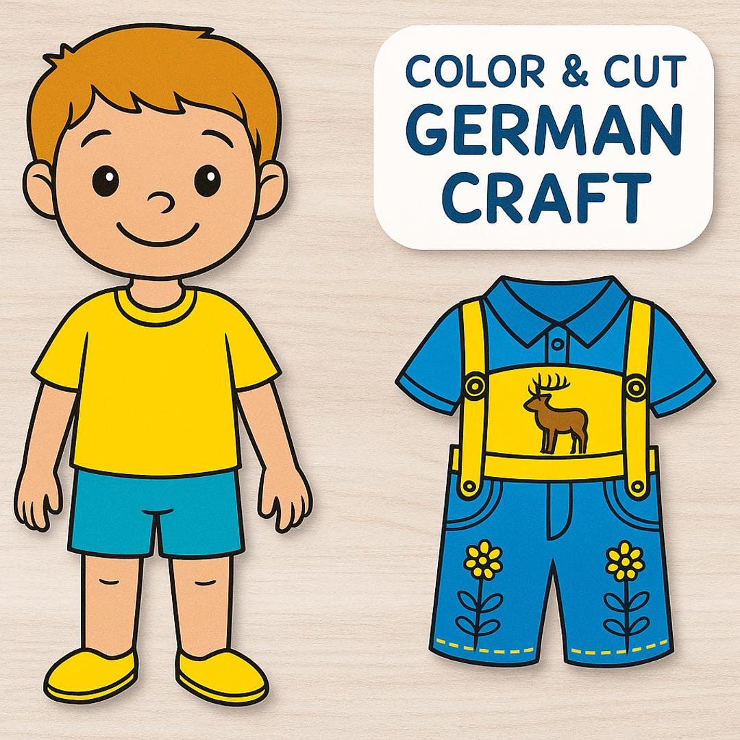 Lederhosen Paper Doll Coloring Activity | German Cultural Clothing ...