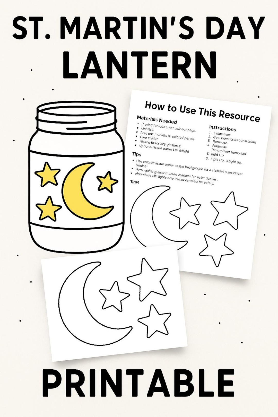 St. Martin’s Day Lantern Craft Printable | Kids Coloring & Cut-out Moon ...