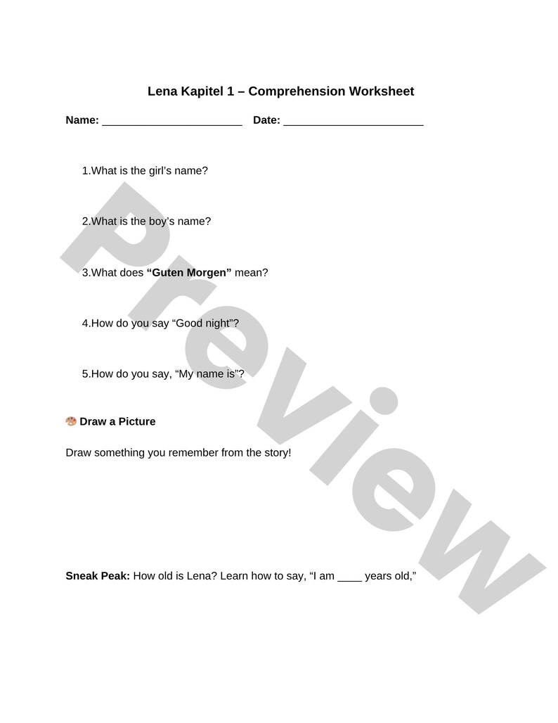 Printable German Story for Kids: Lena and Max Kapitel 1 | Story ...