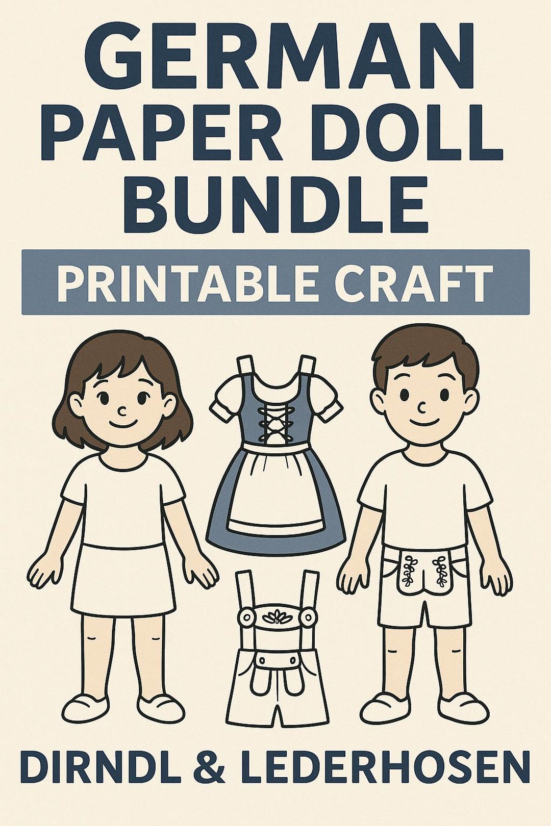 German Paper Doll Bundle – Dirndl and Lederhosen Printable Craft | Cut ...
