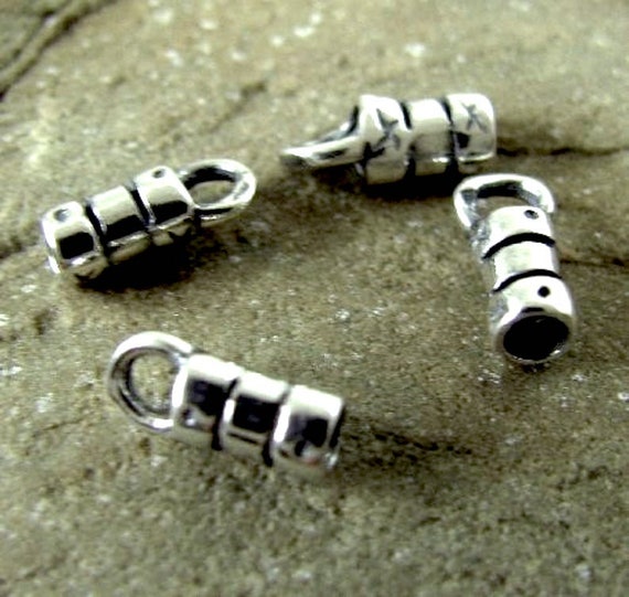 Sterling Silver Crimp Tube Ends 4 Pcs Antiqued With Loops | Etsy