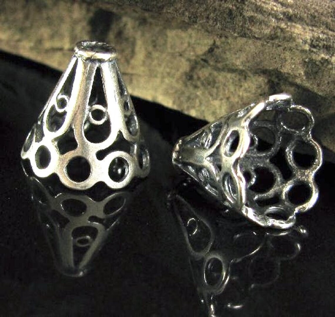 Sterling Silver Beading Cones Fancy Bead Cone Bali Bead | Etsy