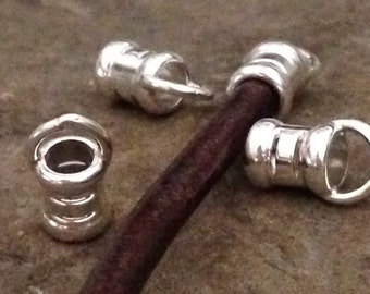 Sterling Silver Crimp Tube Ends 4 Pcs Antiqued With Loops | Etsy