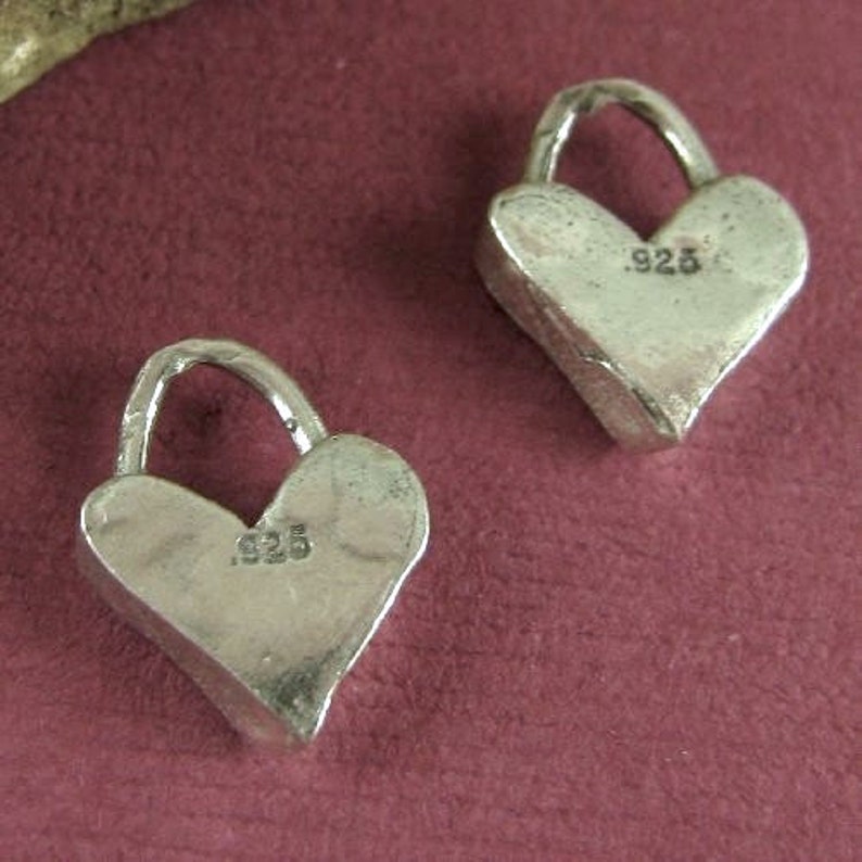 Artisan Heart Charms Chunky Solid Sterling Silver 2 Rustic | Etsy