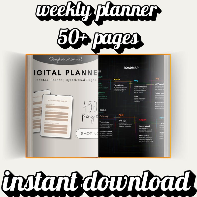 50+ Printable Weekly Planner Bundle: Minimalist Schedule (PDF) - Etsy