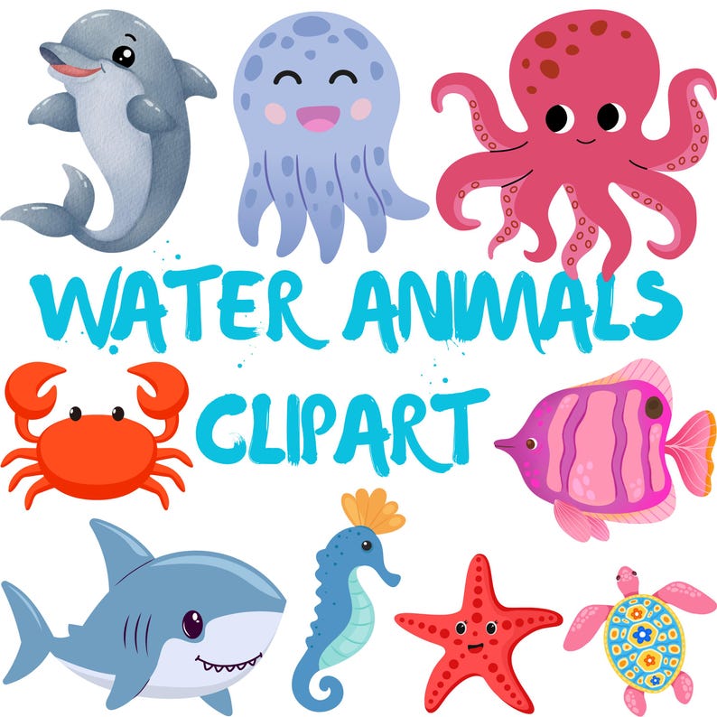 Sea Water Animals Clipart Bundle | Ocean Creatures Digital Download ...