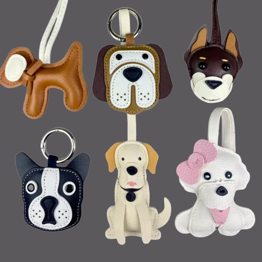 Personalized Leather Dog Keychain – Custom Pet Keyring, Handmade Puppy ...