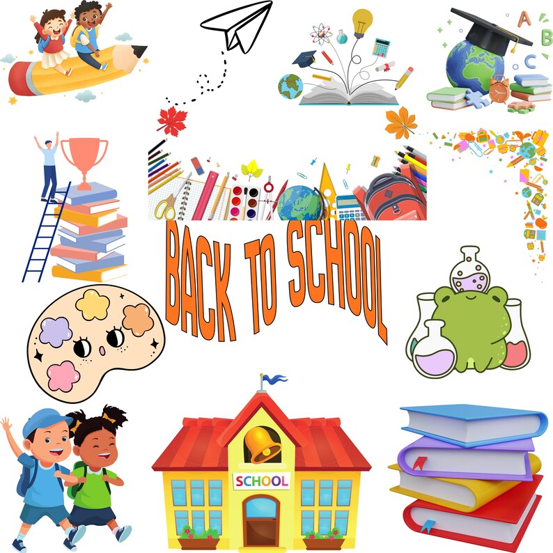 Back to School Clipart Bundle: Classroom PNG Illustrations (digital ...