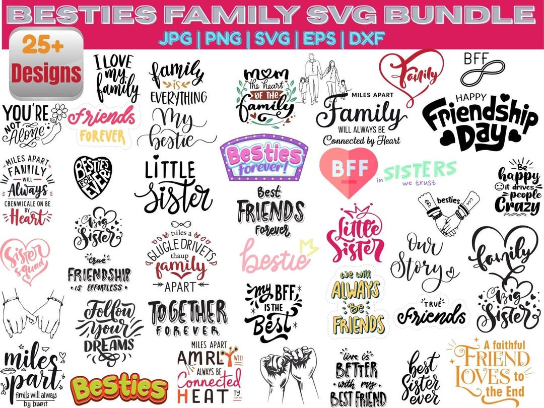 Besties SVG Bundle: Friends PNG, Family Heart Design (digital Download ...