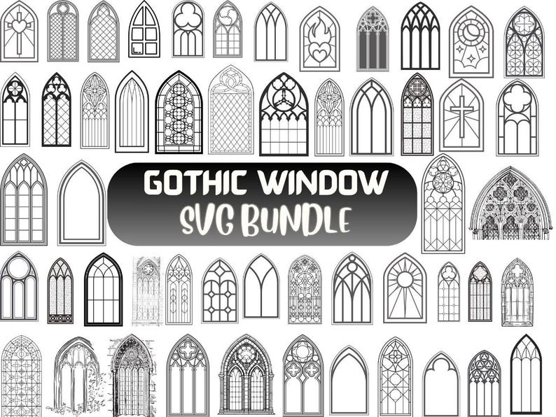 Gothic Window SVG Bundle: Cricut Cut Files, Clipart - Etsy
