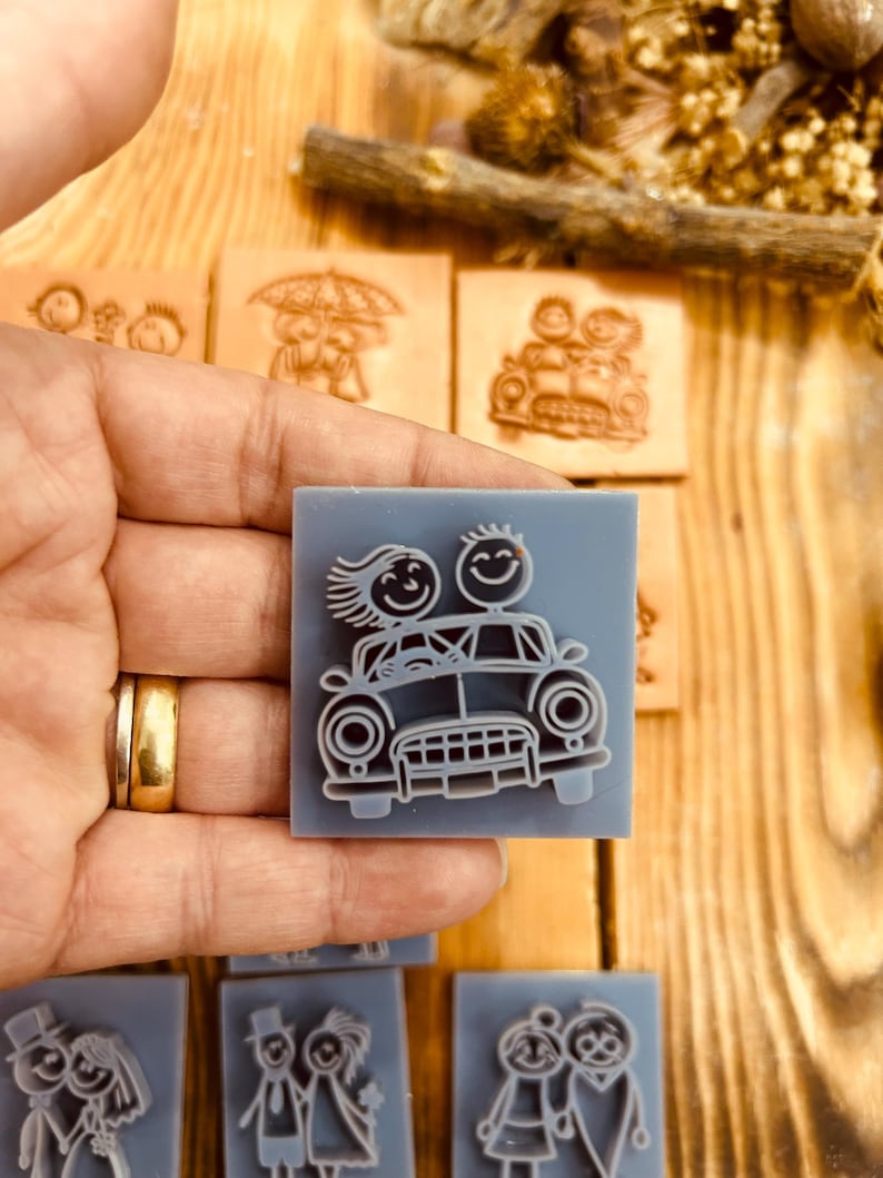 Stick Figure Couple Clay Stamp Set | Romantic Valentine Wedding - Etsy