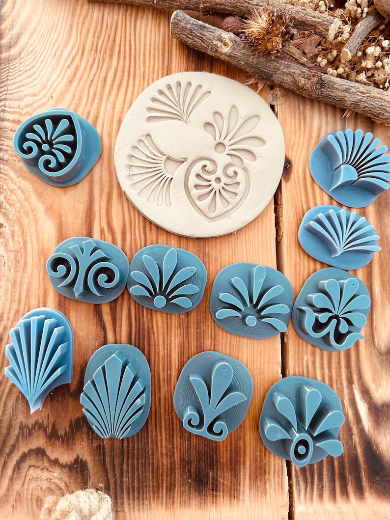 Art Deco Patterned Ceramic Stamp Set – 11 Pieces | 3D Resin Printed ...