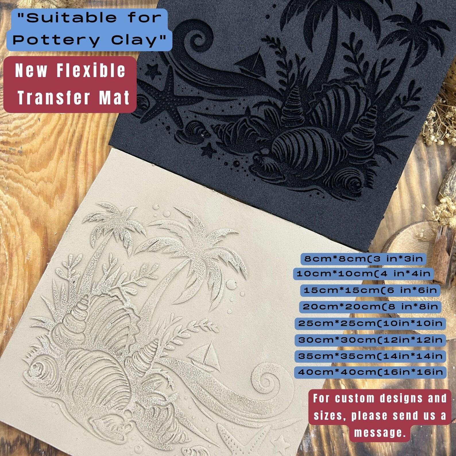 Seaside Palm Tree Pattern Flexible Foam Texture Mat - for Pottery Clay - Large Scale Projects ...