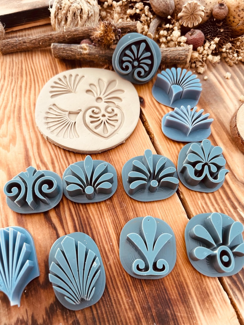 Art Deco Patterned Ceramic Stamp Set – 11 Pieces | 3D Resin Printed ...