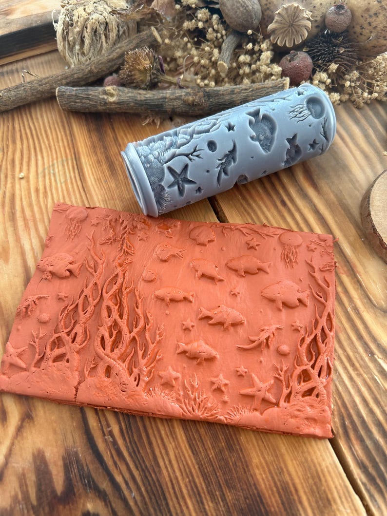 Under the Sea Texture Roller: Coral & Fish Embossing for Clay Crafts - Etsy