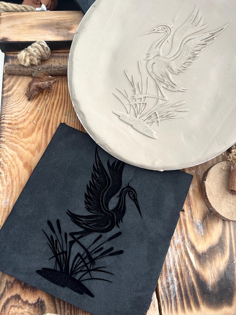 Heron & Reeds Texture Mat: Flexible Foam Embossing for Clay Crafts - Etsy