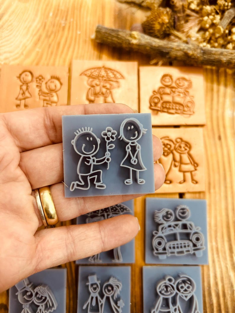 Stick Figure Couple Clay Stamp Set | Romantic Valentine Wedding - Etsy