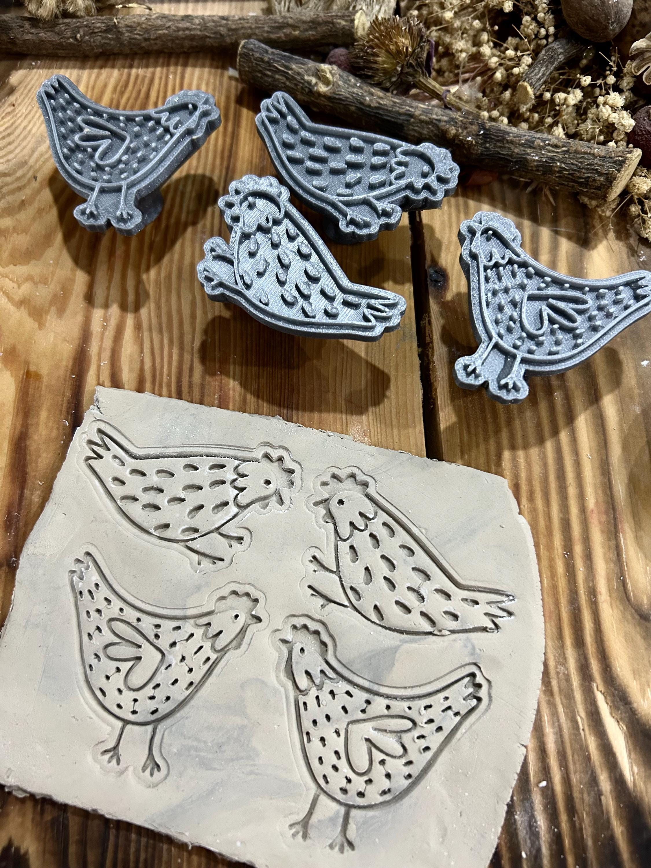 Chicken Stamp Set: Resin Hen Stamps for Clay, Pottery, and Soap Making ...