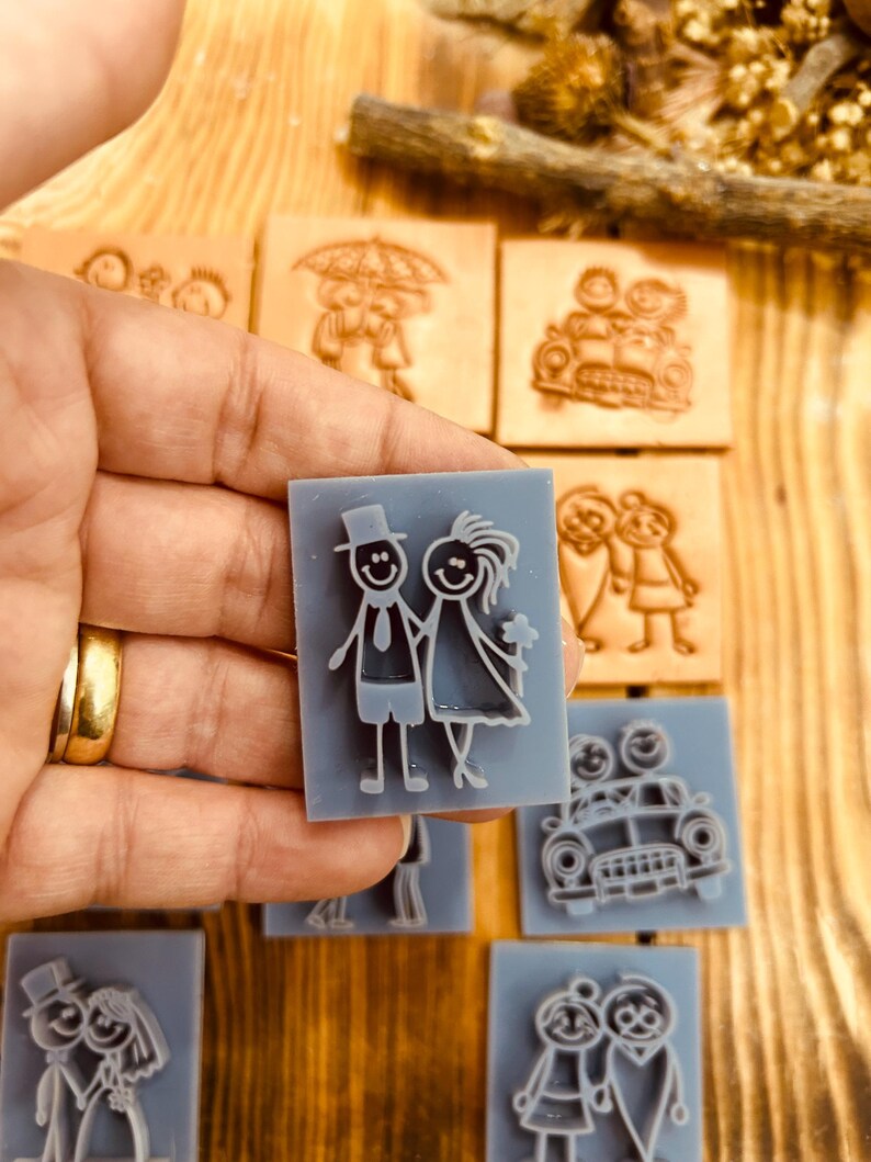 Stick Figure Couple Clay Stamp Set | Romantic Valentine Wedding - Etsy