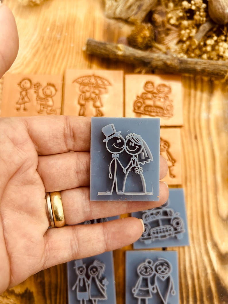 Stick Figure Couple Clay Stamp Set | Romantic Valentine Wedding - Etsy
