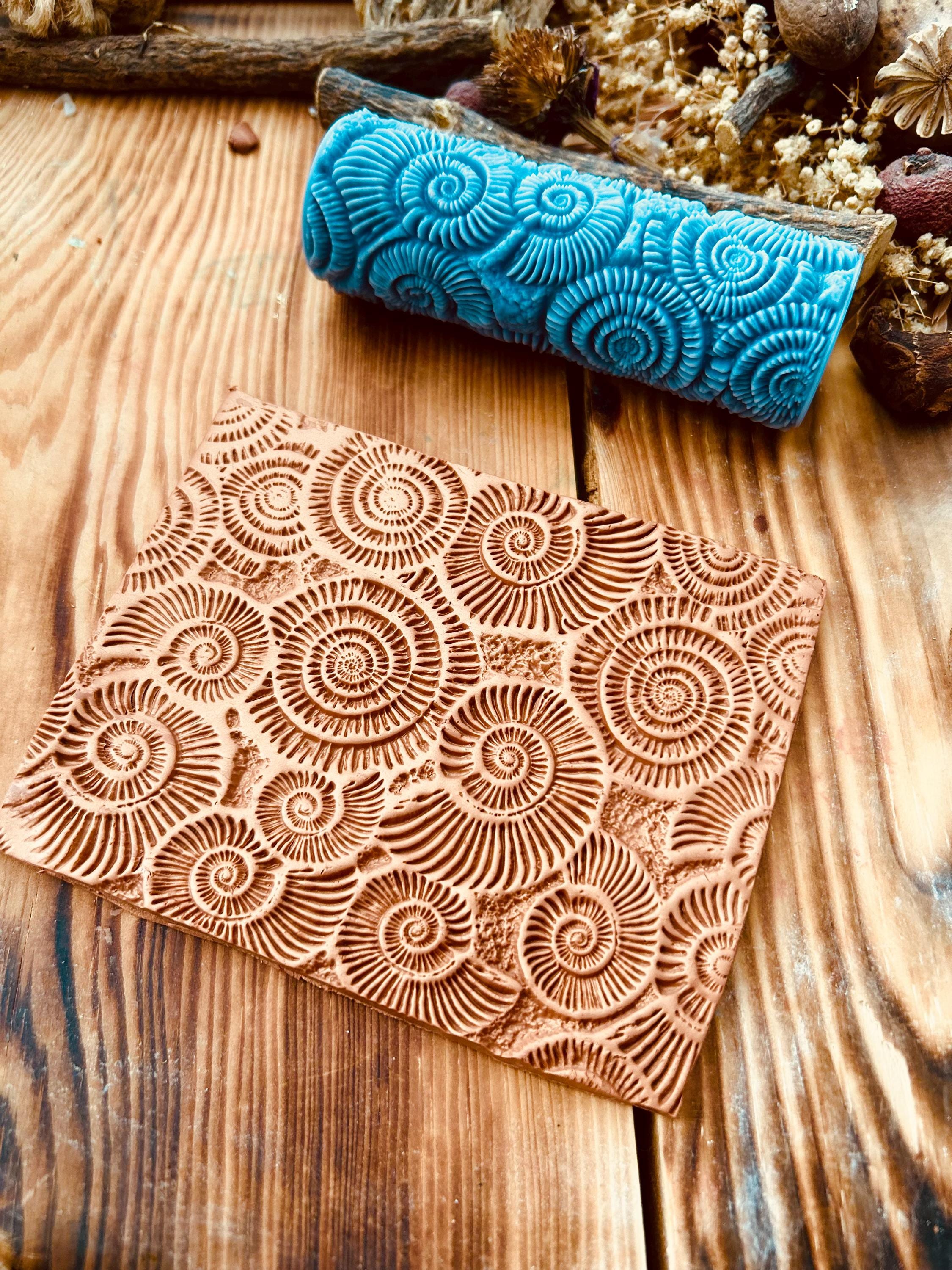 3D Ammonite Fossil Texture Roller: Polymer Clay, Soap, Cookie Dough ...