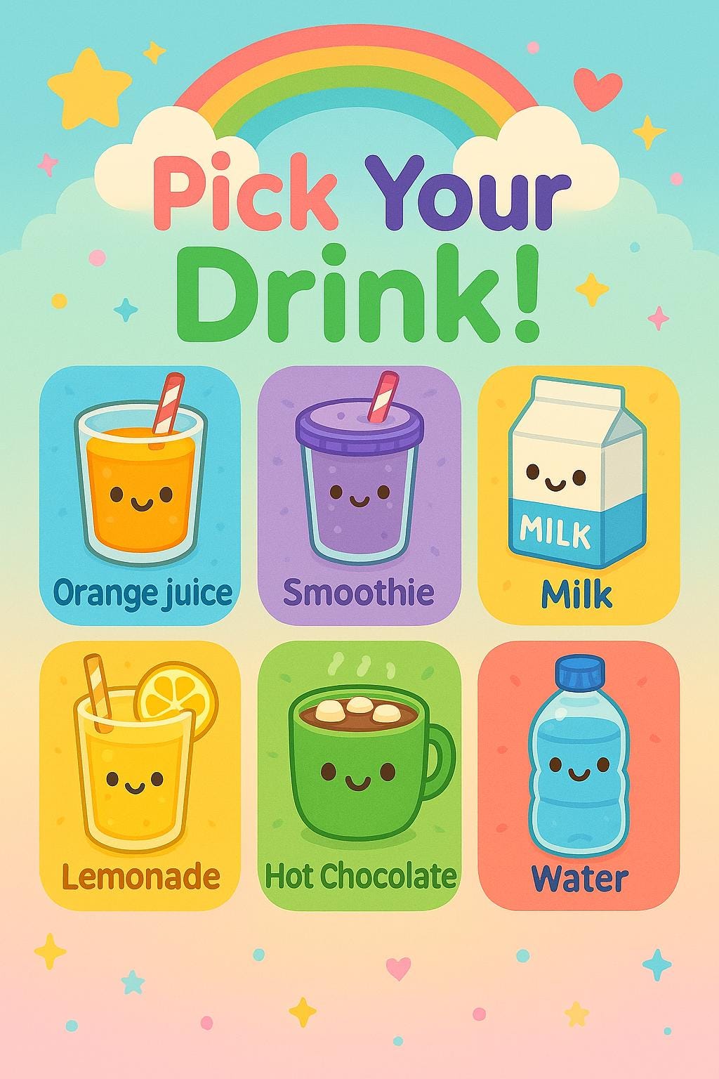 Kids Lunch Menu Printable Bundle • 81 Mix and Match Lunch Snack Drink ...