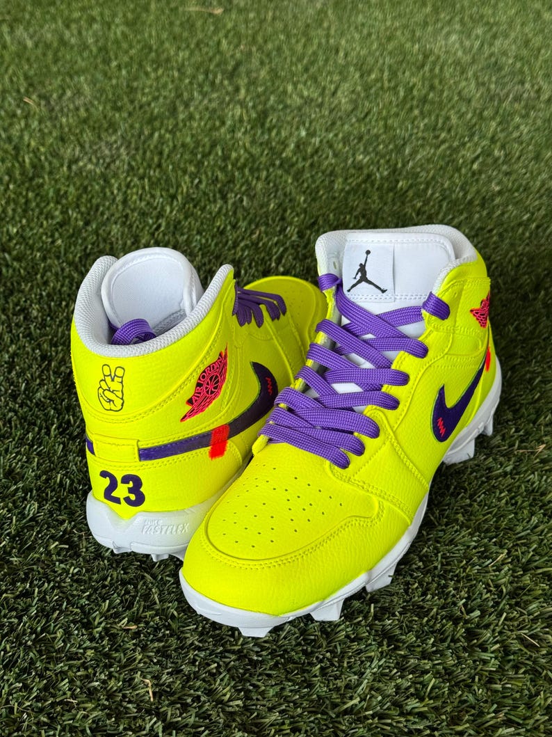 Bright Custom Cleats | Hand-painted Jordan 1s | Baseball/softball Shoes ...