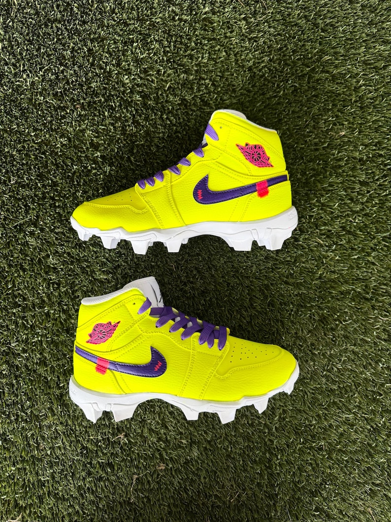 Bright Custom Cleats | Hand-painted Jordan 1s | Baseball/softball Shoes ...