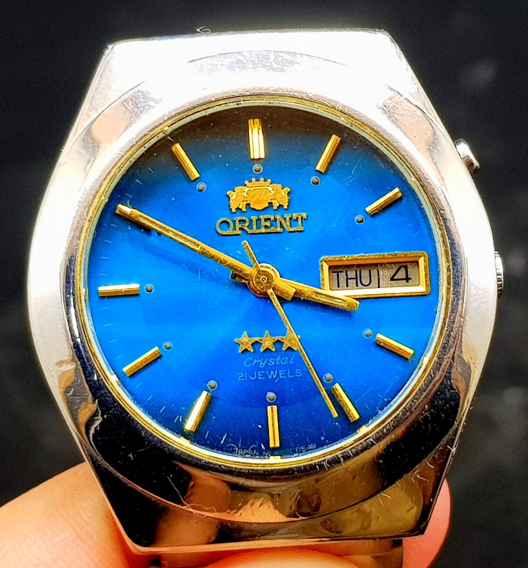 Vintage of Orient 3 Star Crystal Automatic Day Date Green Dial 21 ...