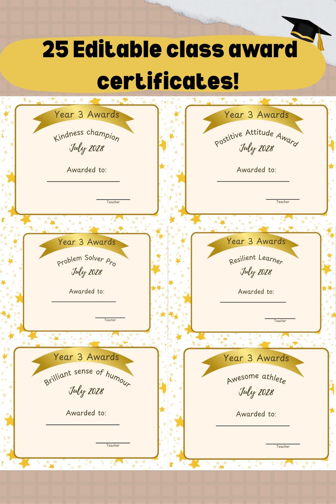 Editable Class Award Certificates, End of Year Awards, Student ...