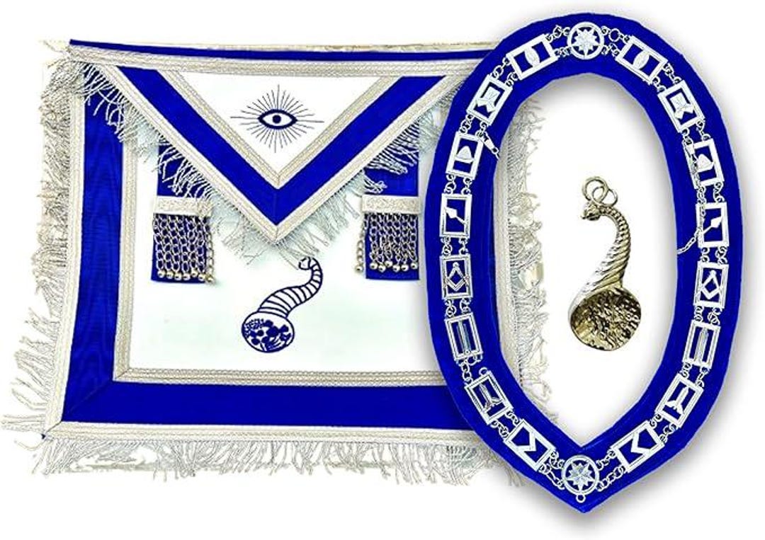 Masonic Regalia Blue Lodge Master Senior Steward Apron With Chain ...