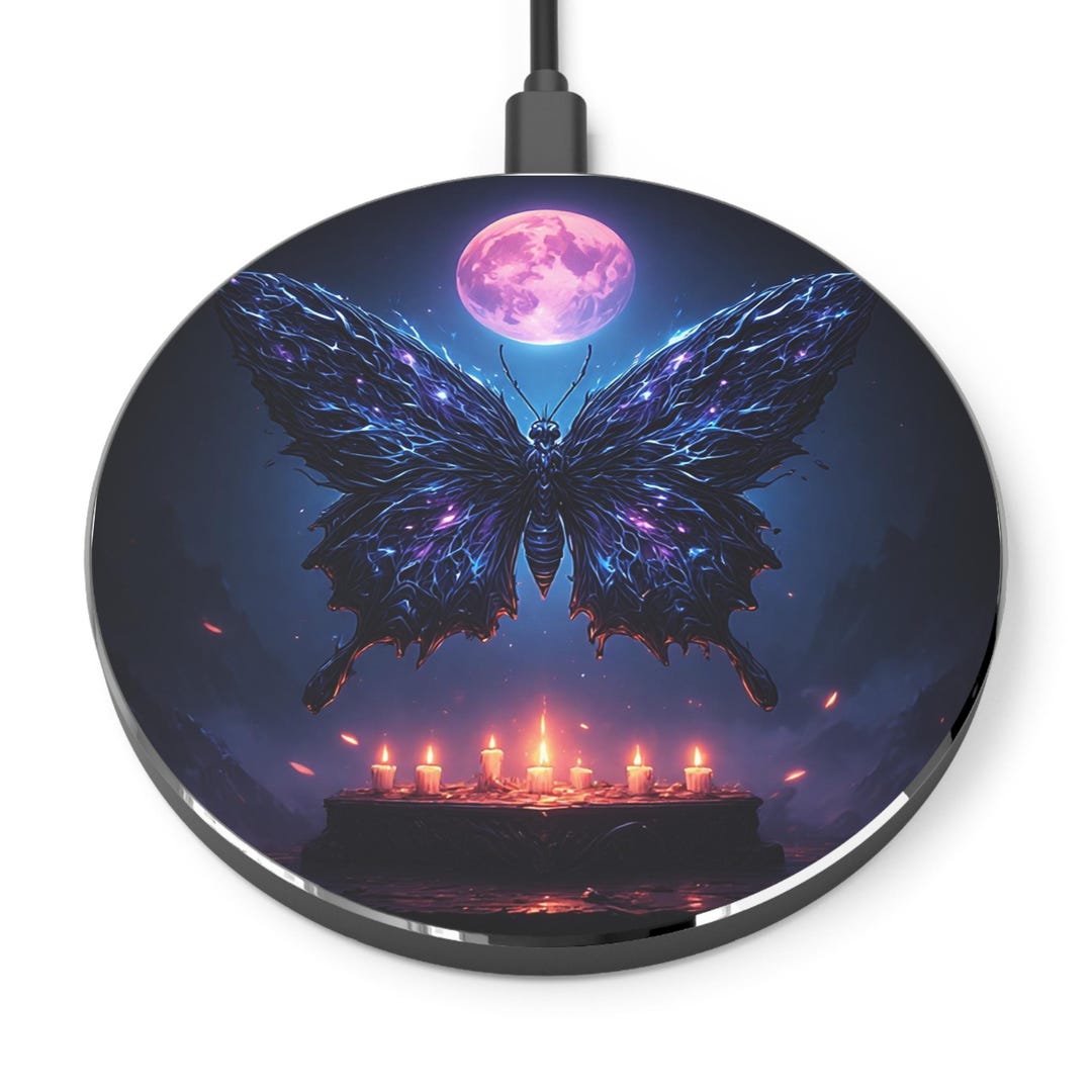 Gothic Butterfly Wireless Charger – Dark Fantasy AI Art Tech Accessory ...