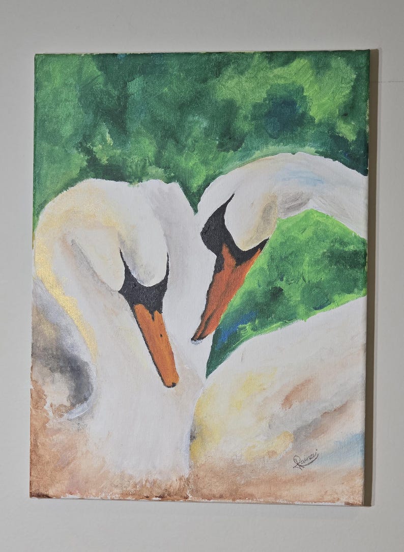 Handmade Swan Painting – Romantic Animal Wall Art - Etsy