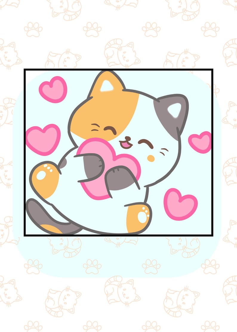 Adorable Cat Card Template for Any Occasion, Instant Download, Cute ...