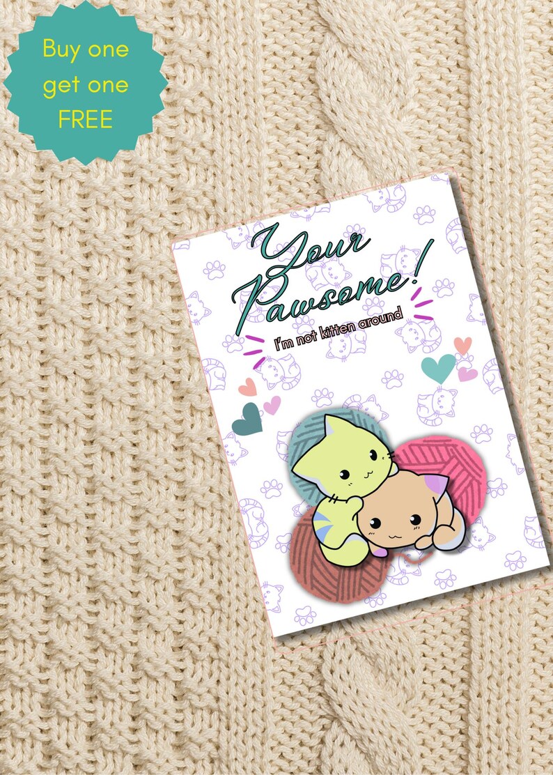 Adorable Cat Card Template for Any Occasion, Instant Download, Cute ...