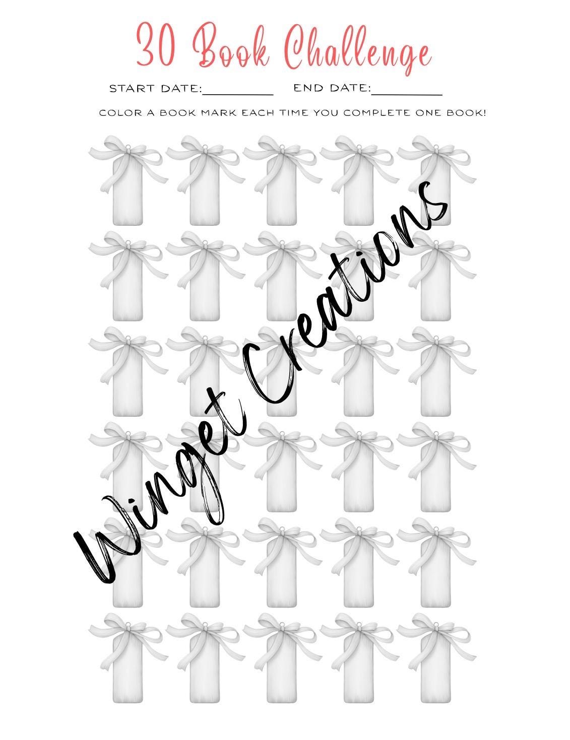 30 Book Challenge Tracker (printable) - Etsy