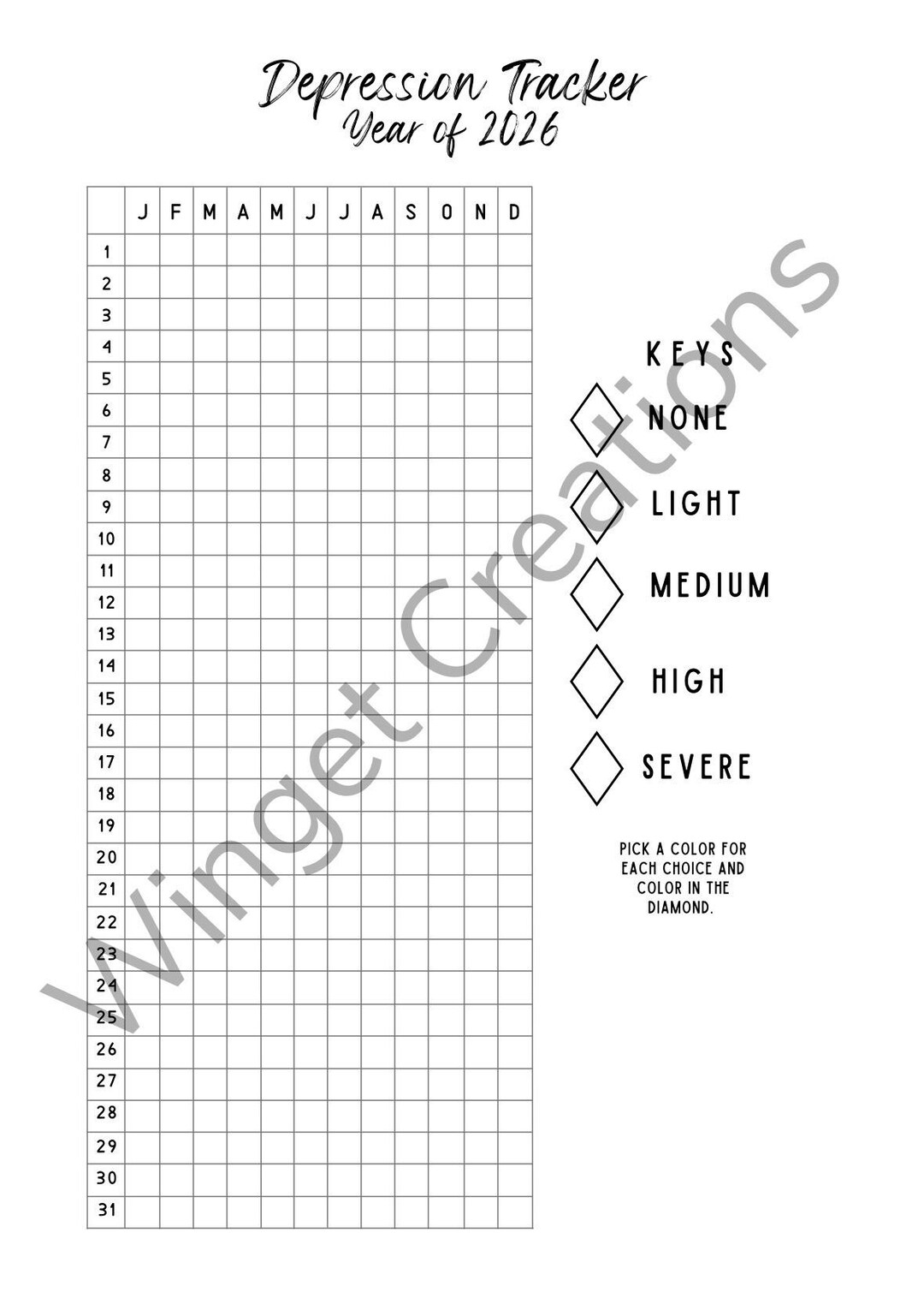 Yearly Depression Tracker With Symptom Tracker, Trigger & Coping Log ...