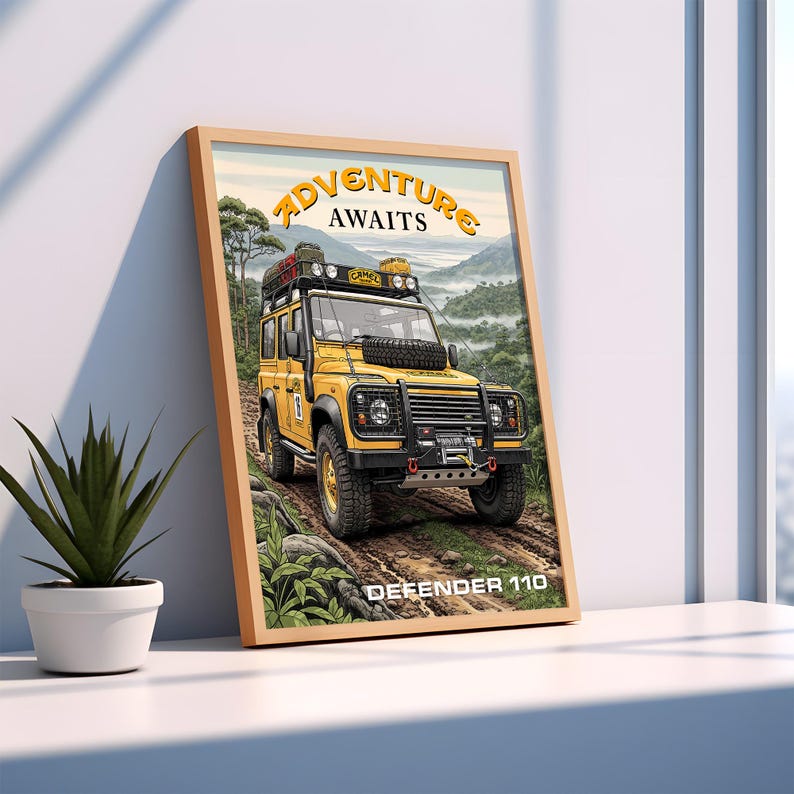 Land Rover Defender Poster, Adventure Wall Art, Camel Trophy Inspired ...