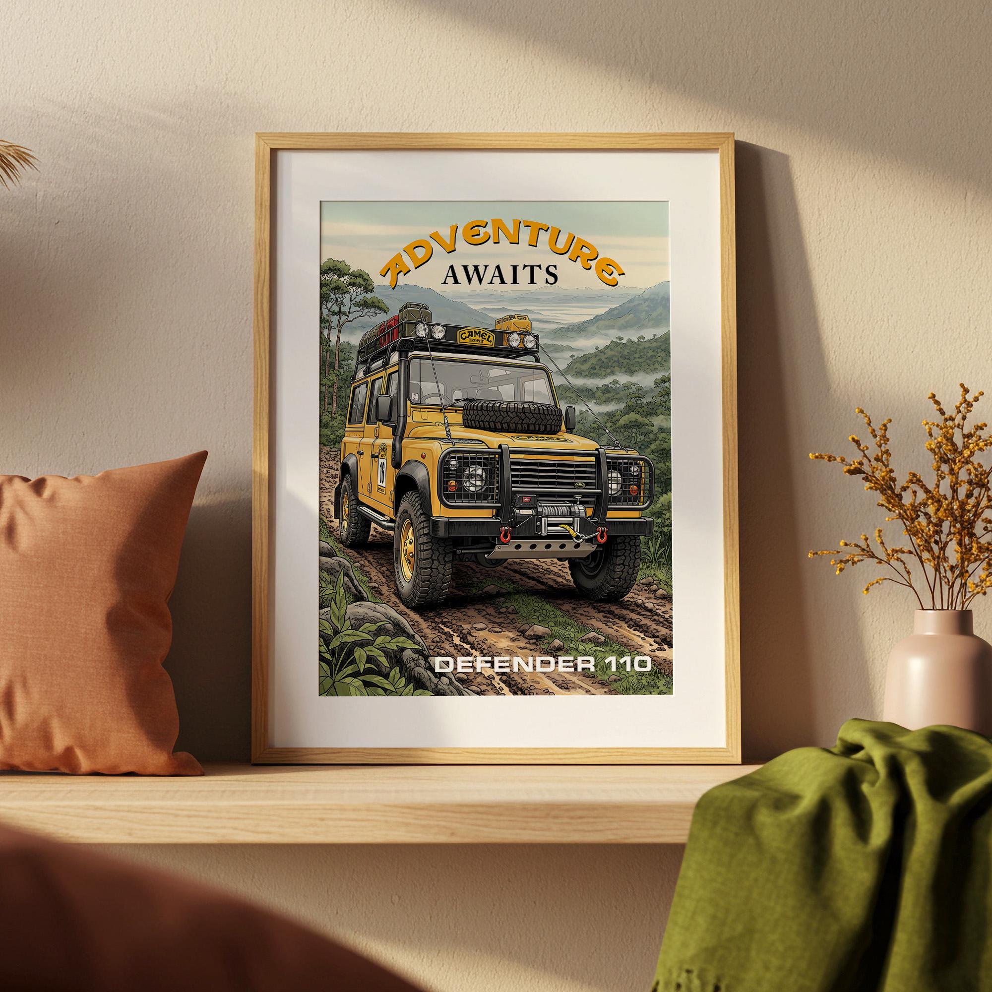 Land Rover Defender Poster, Adventure Wall Art, Camel Trophy Inspired ...