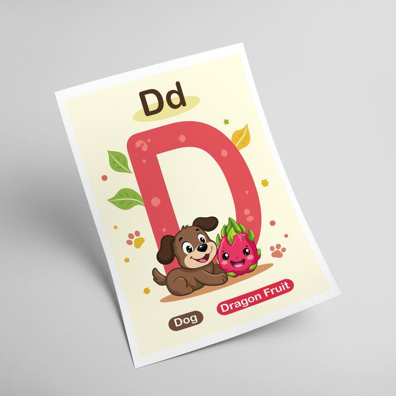 Printable Alphabet Poster Flashcards, Educational ABCD Wall Art ...