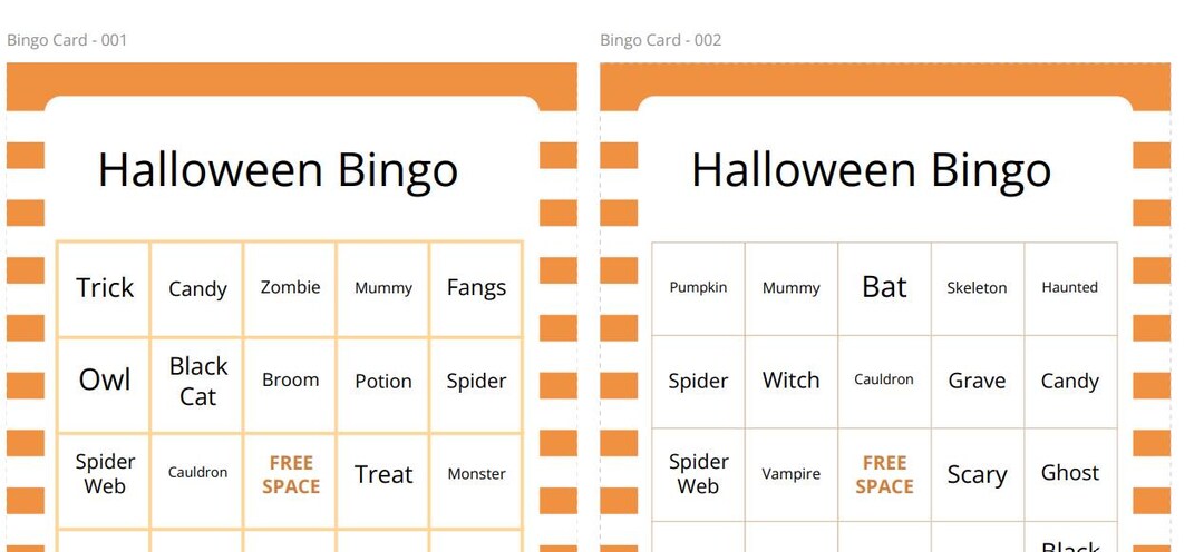 Halloween Spooky Bingo Game – 20 Different Printable Cards | Classroom ...