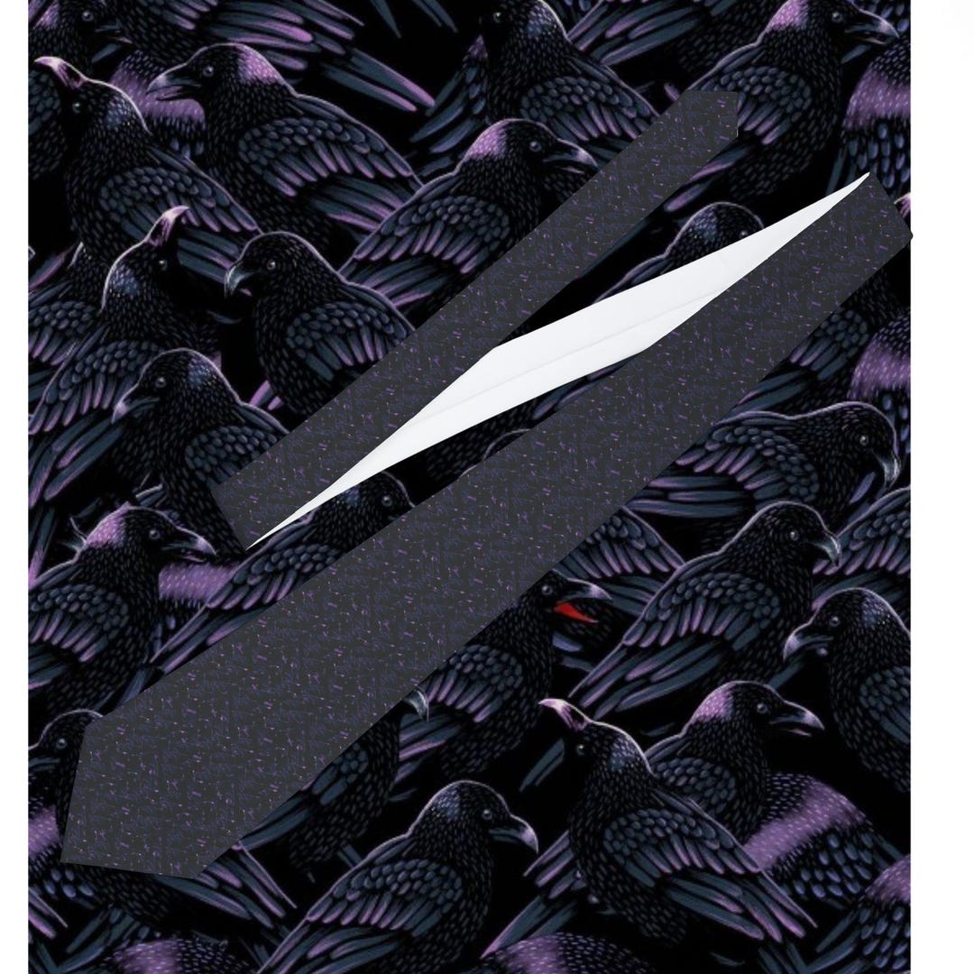 Purple Raven Crow Rook Office Goth Suit Necktie Tie for Wedding Prom ...