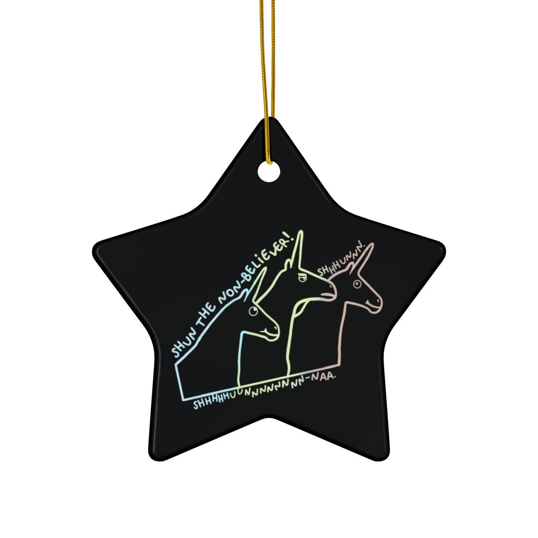 Triple Neon Charlie the Unicorn Trio Outline Ceramic Ornament 3 Shapes ...