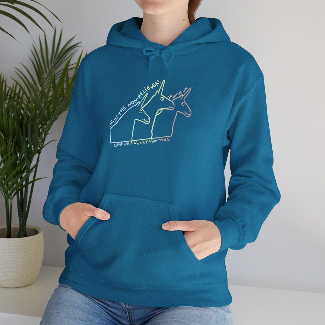 Charlie the Unicorn Neon Outline Trio Hoodie | Candy Mountain Magical ...