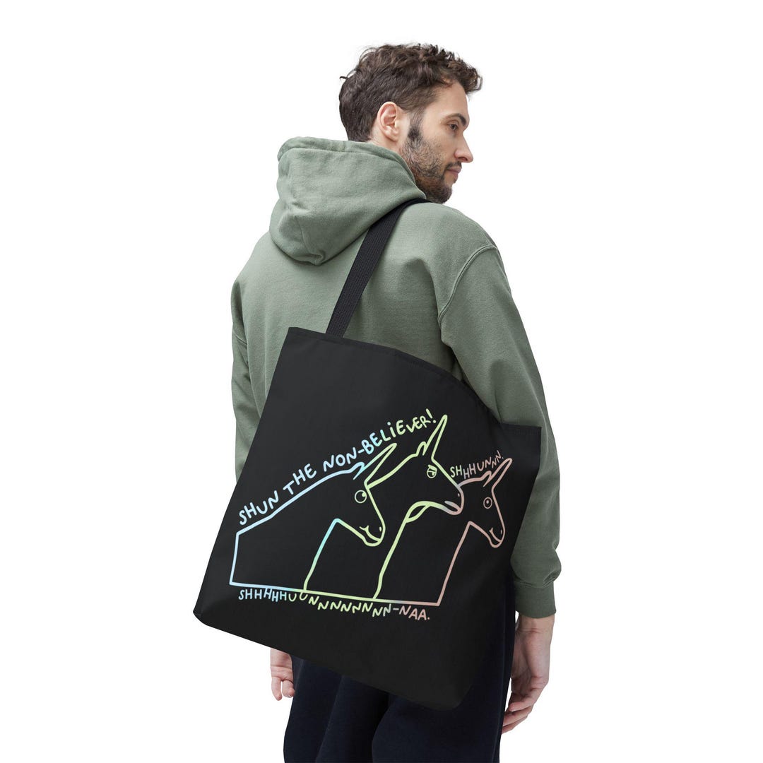 Neon Outline Charlie Unicorn Trio Reusable Tote Messenger Grocery Book ...