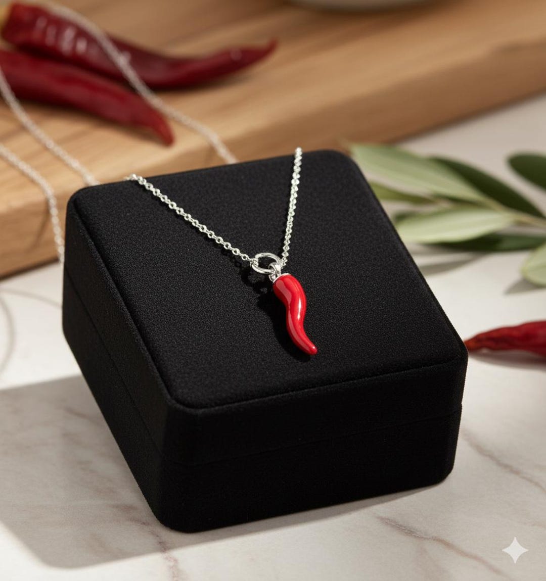 Red Italian Horn Charm, Mano Cornuto, Cornetto Pendant, Stainless Steel ...