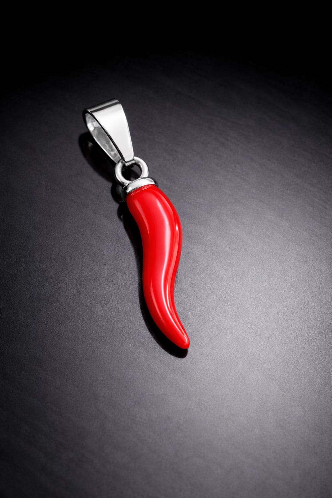 Red Italian Horn Charm, Mano Cornuto, Cornetto Pendant, Stainless Steel ...
