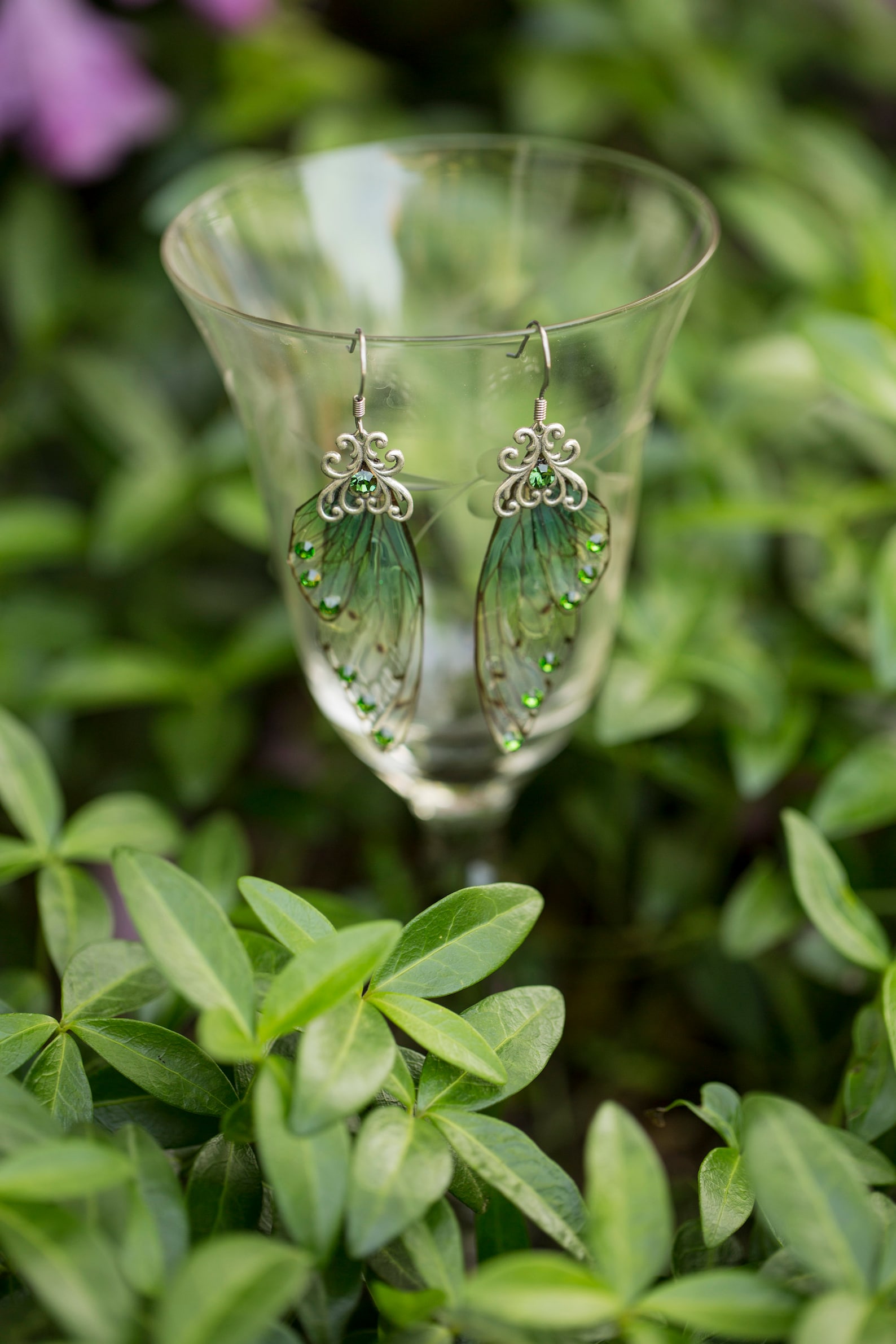 Green Alseid Fairy Wing Earrings - Etsy