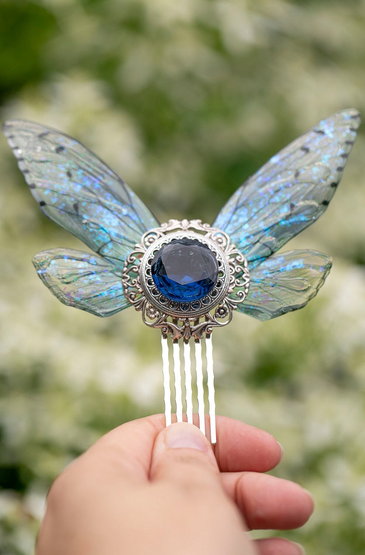 Large Iridescent Shimmer Fairy Wing Comb Custom - Etsy